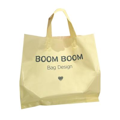 China Custom Logo Accepted Soft Loop Handles Tote Shopping Plastic Bag for Clothing Packaging for sale