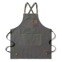 China Daily Life Chef Work and Utility Apron Custom Logo Cotton Canvas Tool Apron with Pockets for sale