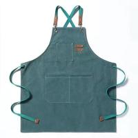China Daily Life Chef Work and Utility Apron Custom Logo Cotton Canvas Tool Apron with Pockets for sale