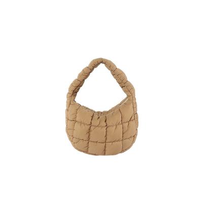 China Customized Color Handbag 2024 Trend Lattice Pattern Cotton Bag for Fashionable Women for sale