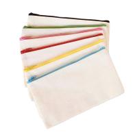 China Custom Logo Printed Canvas Zipper White Makeup Bag for Travel and Cosmetic Storage for sale