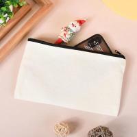China Custom Logo Printed Canvas Zipper White Makeup Bag for Travel and Cosmetic Storage for sale