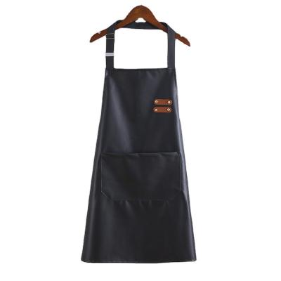 China Custom Logo Waterproof Leather Long Bib Apron for Kitchen BBQ Bartenders Uniform Type for sale