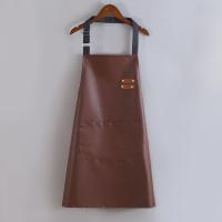 China Custom Logo Waterproof Leather Long Bib Apron for Kitchen BBQ Bartenders Uniform Type for sale