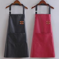 China Custom Logo Waterproof Leather Long Bib Apron for Kitchen BBQ Bartenders Uniform Type for sale