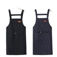 China Customized Logo Aprons For Cooking and Restaurant Full Length Adjustable Organic Cotton for sale
