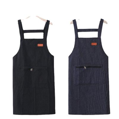 China Customized Logo Aprons For Cooking and Restaurant Full Length Adjustable Organic Cotton for sale