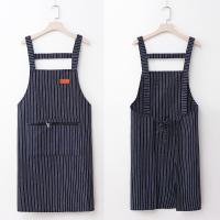 China Customized Logo Aprons For Cooking and Restaurant Full Length Adjustable Organic Cotton for sale