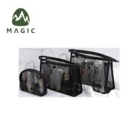 China Lightweight Travel Wash Bag Fashion Mesh Cosmetic Makeup Pouch with Custom Logo Printed for sale