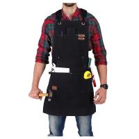 China Customized Logo Deluxe Waxed Canvas Work Apron with Pockets and Quick Release Buckle for sale