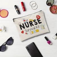 China Custom Logo Printed Storage Bag Toiletry Travel Makeup Pouch Reusable Canvas Jute Cotton Cosmetic Bag for sale