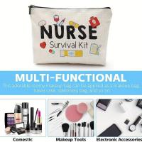 China Custom Logo Printed Storage Bag Toiletry Travel Makeup Pouch Reusable Canvas Jute Cotton Cosmetic Bag for sale