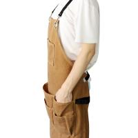 China Custom Logo Printed Canvas Chef Cottons Wax Apron Heavy Duty Work Cooking Kitchen Bar Apron for sale