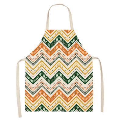 China Restaurant Bar Custom Logo Printed Kids Cooking and Baking Cotton Linen Apron Uniform for sale