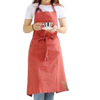 China OEM/ODM Acceptable Custom Design Cotton Linen Apron for Kitchen Cooking Chef Housekeeping for sale