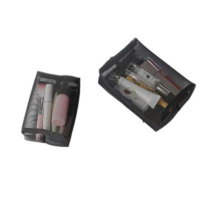 China Black Mesh Bags Custom Durable Makeup and Travel Storage Bags with Mesh Zipper Pouch for sale