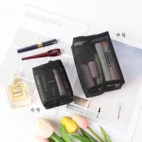 China Black Mesh Bags Custom Durable Makeup and Travel Storage Bags with Mesh Zipper Pouch for sale