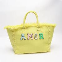 China Newest Fashinable Keymay Tassel Fringe Large Canvas Tote Bag with Two Handles/Straps for sale