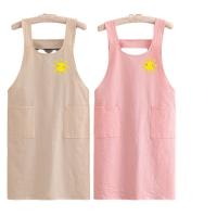 China Custom Logo Canvas Chef Cotton Unisex Uniform Apron for Commercial Kitchen Salon Barber for sale