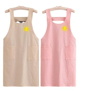China Custom Logo Canvas Chef Cotton Unisex Uniform Apron for Commercial Kitchen Salon Barber for sale