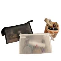 China Custom Simple Nylon Mesh Makeup Bag for Toiletry and Cosmetic Storage in Black Color for sale
