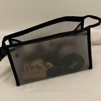 China Custom Simple Nylon Mesh Makeup Bag for Toiletry and Cosmetic Storage in Black Color for sale