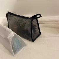 China Custom Simple Nylon Mesh Makeup Bag for Toiletry and Cosmetic Storage in Black Color for sale