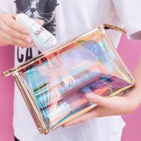 China TPU Transparent Cosmetic Bag Custom Logo Beauty Multi-function Laser Cosmetic Pouch for sale