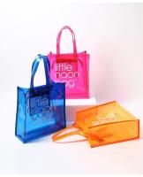 China Case Included Custom Logo Clear Transparent PVC Tote Bag with Zipper and Pocket for sale