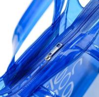 China Case Included Custom Logo Clear Transparent PVC Tote Bag with Zipper and Pocket for sale