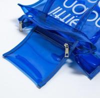 China Case Included Custom Logo Clear Transparent PVC Tote Bag with Zipper and Pocket for sale
