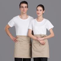 China Polyester Cotton Blend Half Waist Apron with Denim Material and Custom Logo Printing for sale