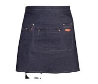 China Polyester Cotton Blend Half Waist Apron with Denim Material and Custom Logo Printing for sale