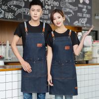 China Custom Logo Printed Cotton Denim Bib Apron Ideal for Busy Restaurant Bar Environments for sale