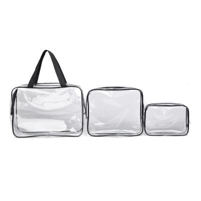 China 3-Pc Crystal Clear Cosmetic Bag Set for Travel and Toiletries OEM/ODM Acceptable for sale