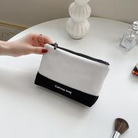 China Letter Pattern Canvas Cosmetic Bag for Small Toiletry Pouch for sale