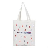 China Two Straps Printing Plain Canvas Tote Bags with Custom Logo Polyester Lining Cotton Fabric Shopping Bag for sale