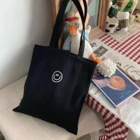 China Two Straps Printing Plain Canvas Tote Bags with Custom Logo Polyester Lining Cotton Fabric Shopping Bag for sale