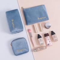 China Personalized Logo Custom Makeup Bag Cases Pouch Set Private Label Velvet Cosmetic Bag for sale