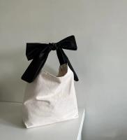 China Customized Color High Capacity Korean Style Bow Hobo Casual Cute Girl Teenage Ladies Shopping Canvas Bag for sale