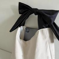 China Customized Color High Capacity Korean Style Bow Hobo Casual Cute Girl Teenage Ladies Shopping Canvas Bag for sale