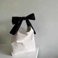 China Customized Color High Capacity Korean Style Bow Hobo Casual Cute Girl Teenage Ladies Shopping Canvas Bag for sale