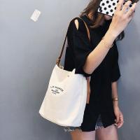 China Women's Fashion Design Custom Logo Cotton Canvas Tote Bag with Brown Leather Handles for sale