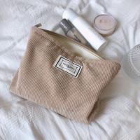 China Newest Fashinable Corduroy Makeup Zipper Pouch Toiletry Bag Newest Design 2021 for sale