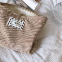 China Newest Fashinable Corduroy Makeup Zipper Pouch Toiletry Bag Newest Design 2021 for sale