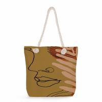 China Women's Large Tote Bag Custom Canvas Reusable Shopping Bag with Print Pattern for sale