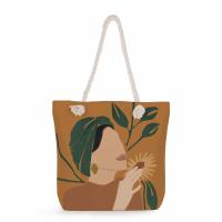 China Women's Large Tote Bag Custom Canvas Reusable Shopping Bag with Print Pattern for sale