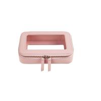 China Pink Leather Cosmetic Bag with Acceptable OEM/ODM and Solid Pattern Type for sale
