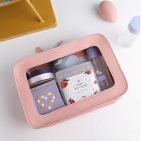 China Pink Leather Cosmetic Bag with Acceptable OEM/ODM and Solid Pattern Type for sale