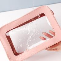 China Pink Leather Cosmetic Bag with Acceptable OEM/ODM and Solid Pattern Type for sale